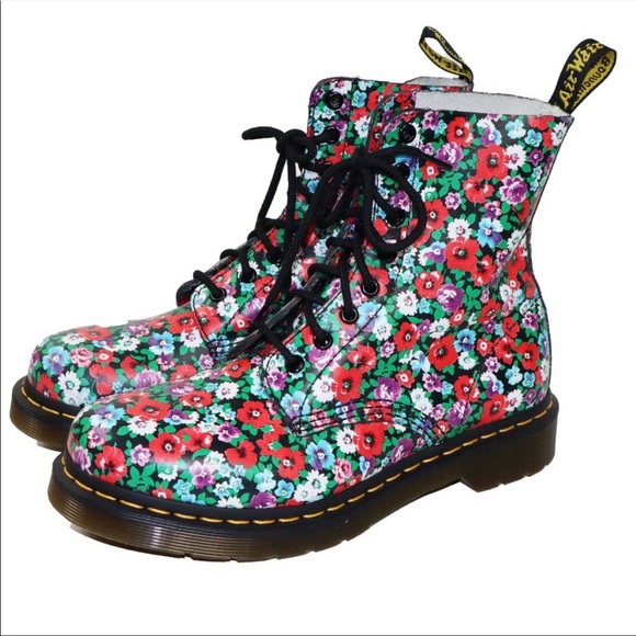 Dr. Martens | Shoes | Dr Martens 46 Pascal Black Wild Poppy Boots ...